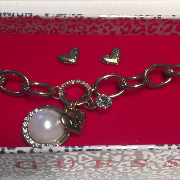 Guess | Jewelry | Guess New Gold Chain Charms Bracelet Earrings | Poshmark